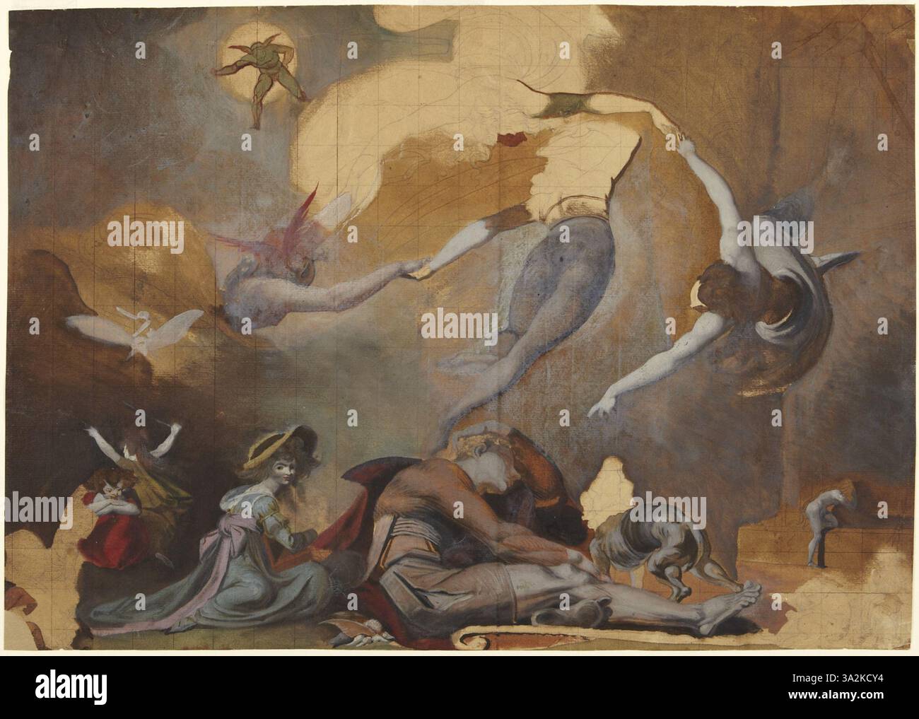 This drawing by Henry Fuseli depicts *The Shepherd's Dream* from Milton ...