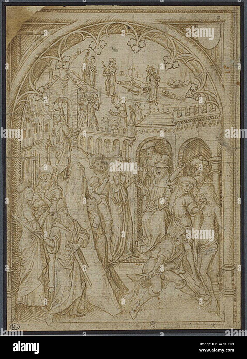 This drawing by the Maître de la Légende de Sainte Barbe depicts the ...