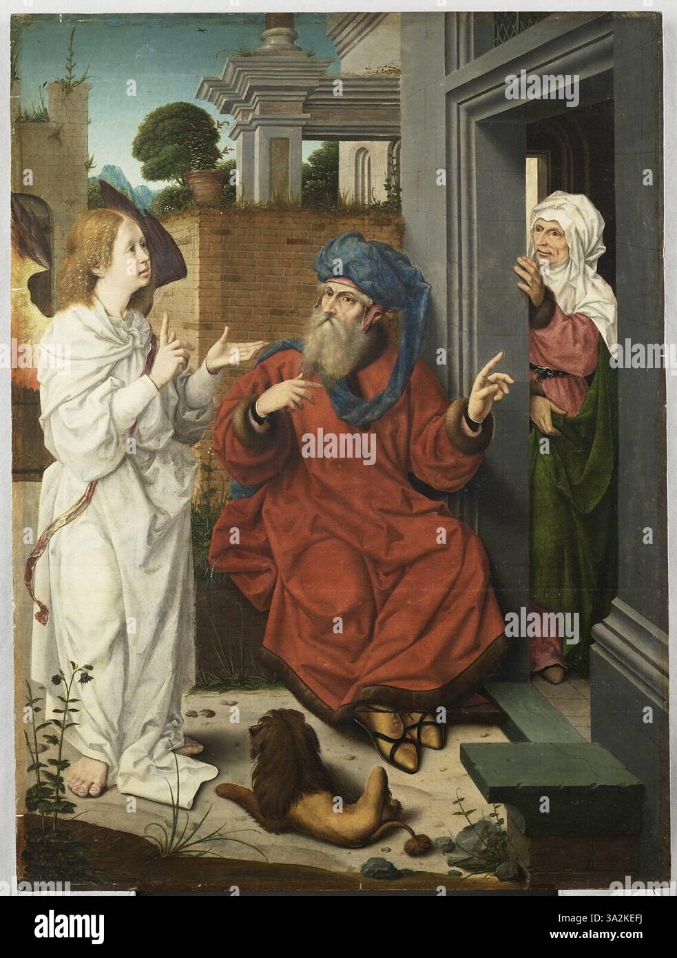 Jan Provoost's depiction of the angel announcing to Abraham the birth ...