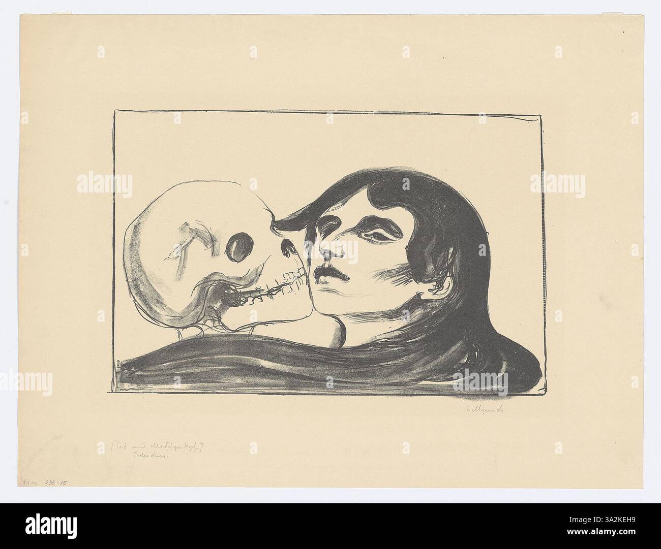 'The Kiss of Death' by Edvard Munch portrays a scene where death’s ...