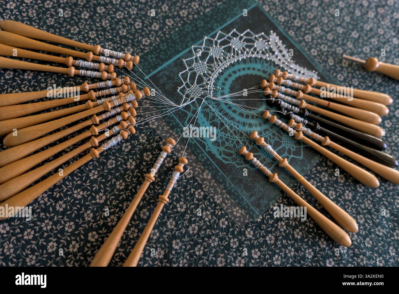 bobbin lace work, crafts Stock Photo - Alamy