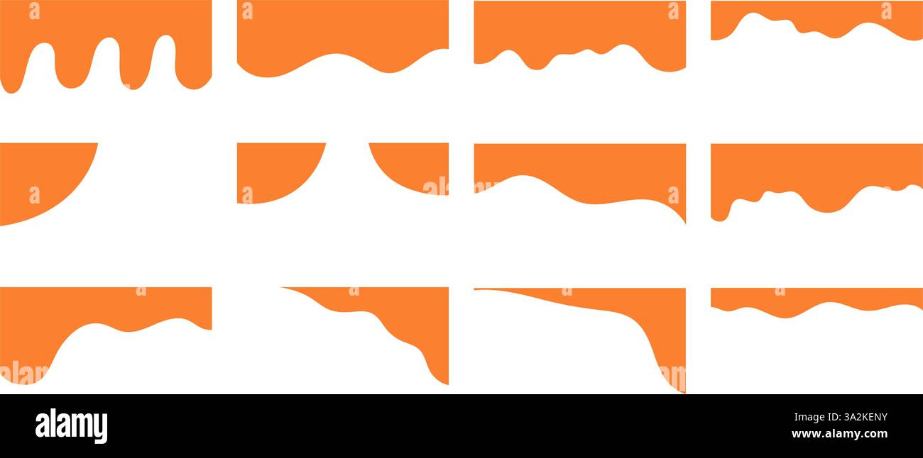 Creative orange drip and wave-style header designs in various shapes ...