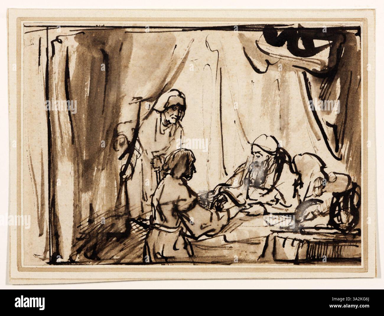 This artwork by a follower of Rembrandt depicts the biblical scene of ...