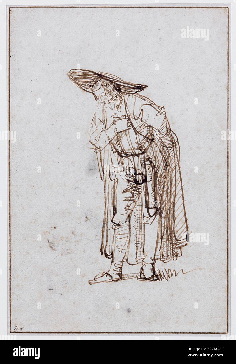 This sketch shows an actor portraying the character Pantalone, a figure ...