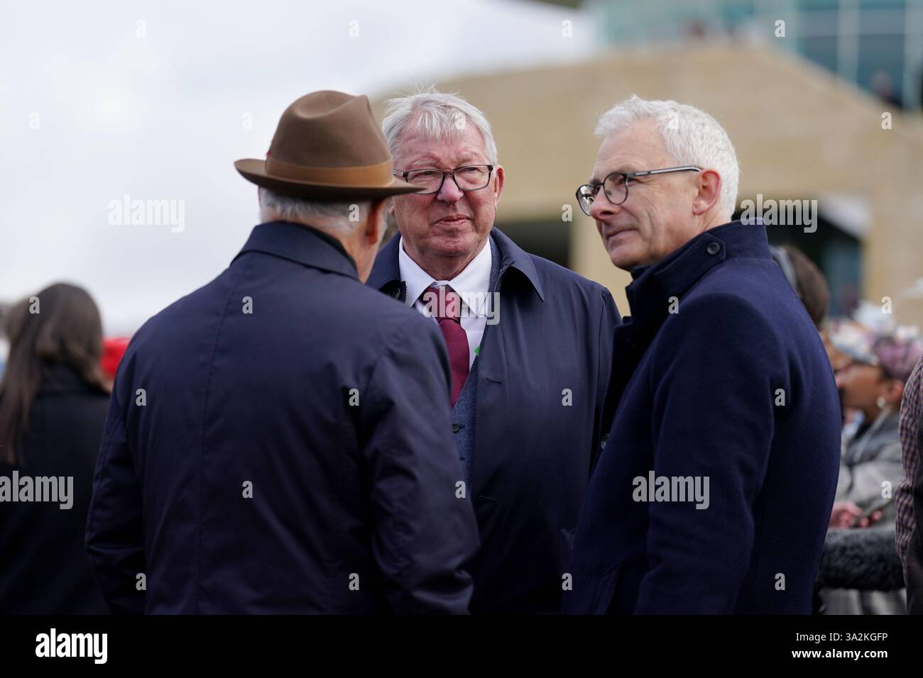 Sir Alex Ferguson (centre) on day three of the 2025 Cheltenham Festival ...