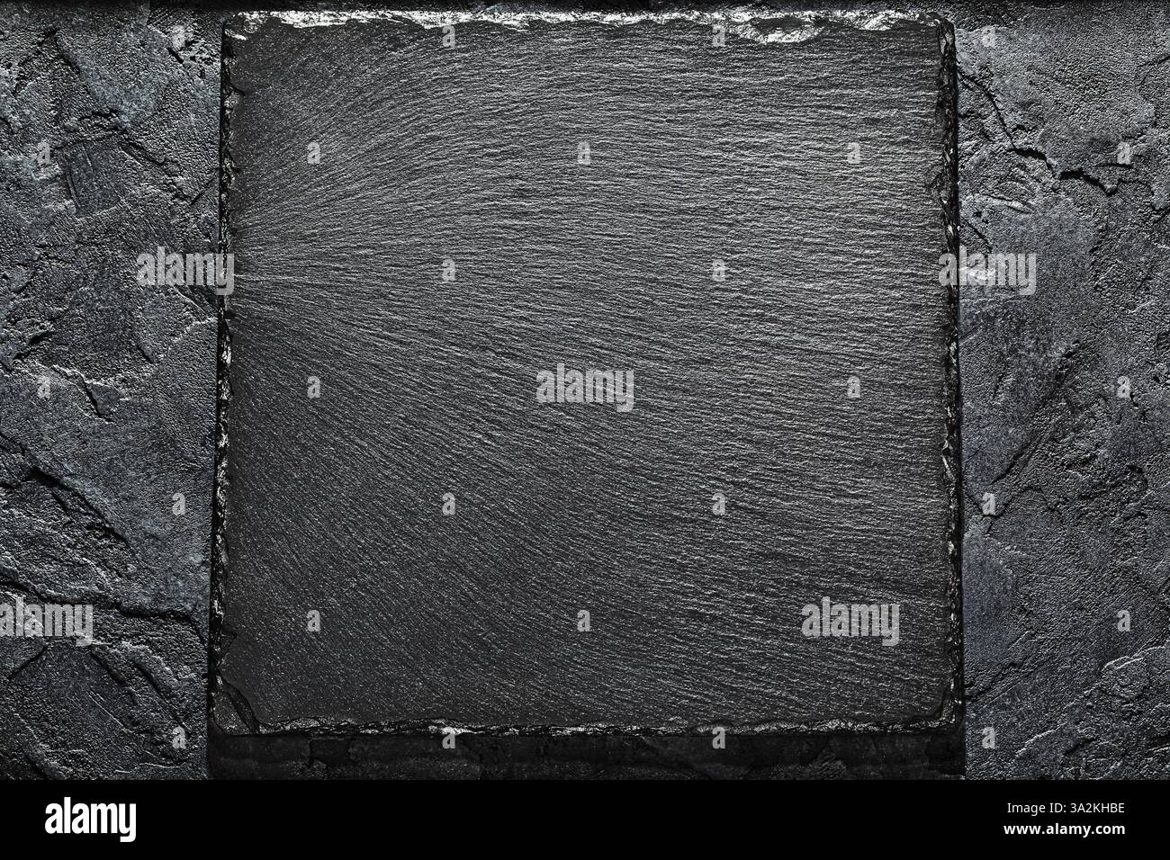 Square Stone Black Slate Plate Mock Up For Your Food Design Stock Photo ...