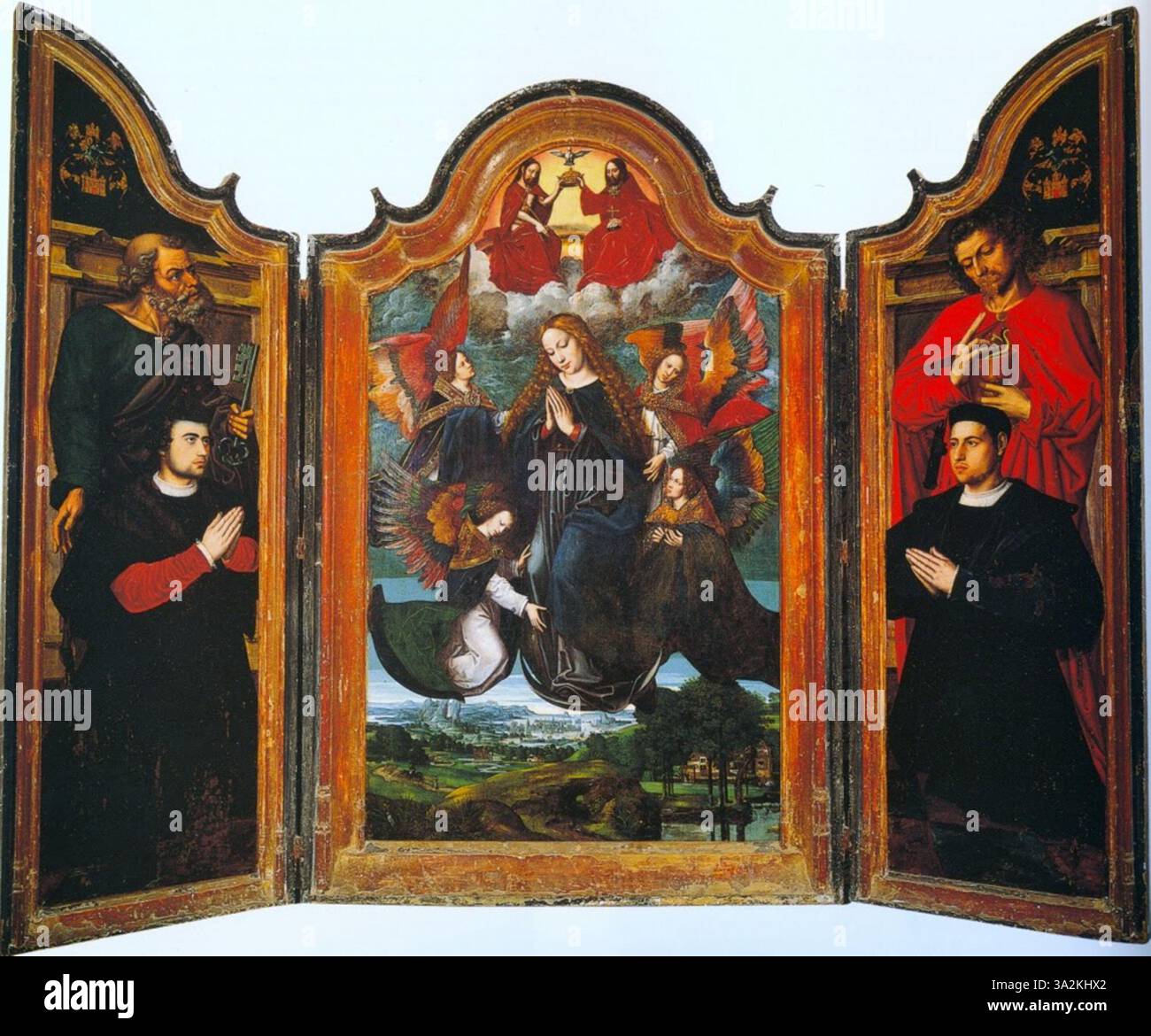 Ambrosius Benson’s 16th-century triptych depicts the Assumption of the Virgin, located in the ...