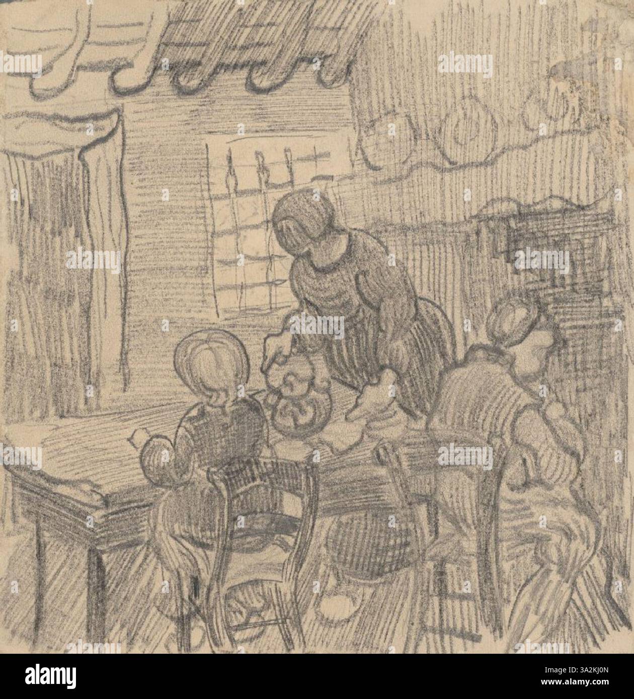 Vincent van Gogh’s drawing captures a rural scene with an emphasis on ...