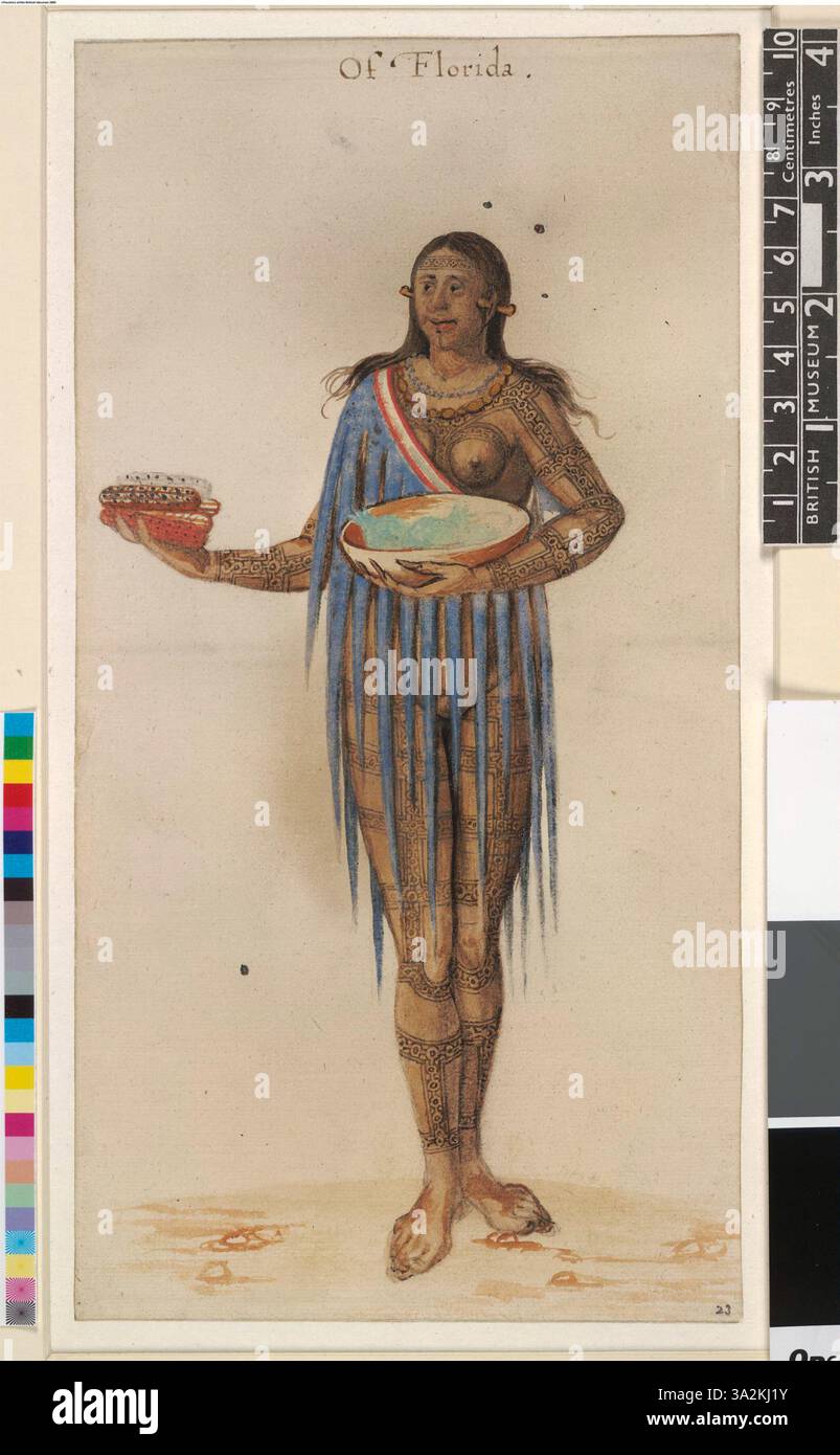 This 1906 portrait by John White shows the wife of a Timucuan chief of ...