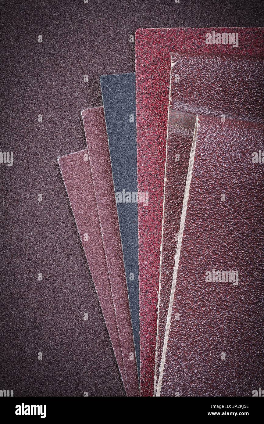 Set of sandpaper on polishing sheet Stock Photo - Alamy