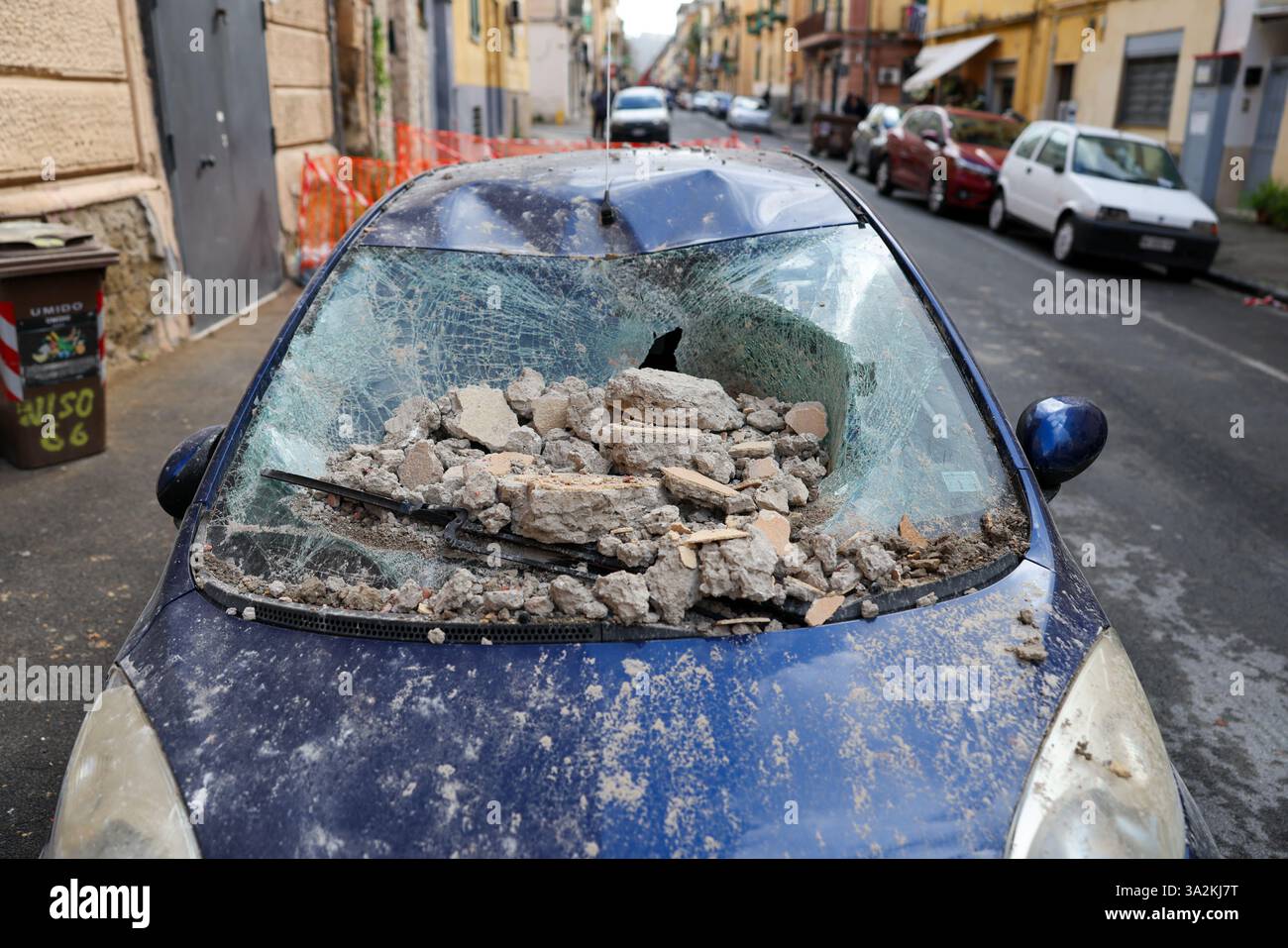 Naples, Italy. 13th Mar, 2025. Debris fell from the eaves of some ...