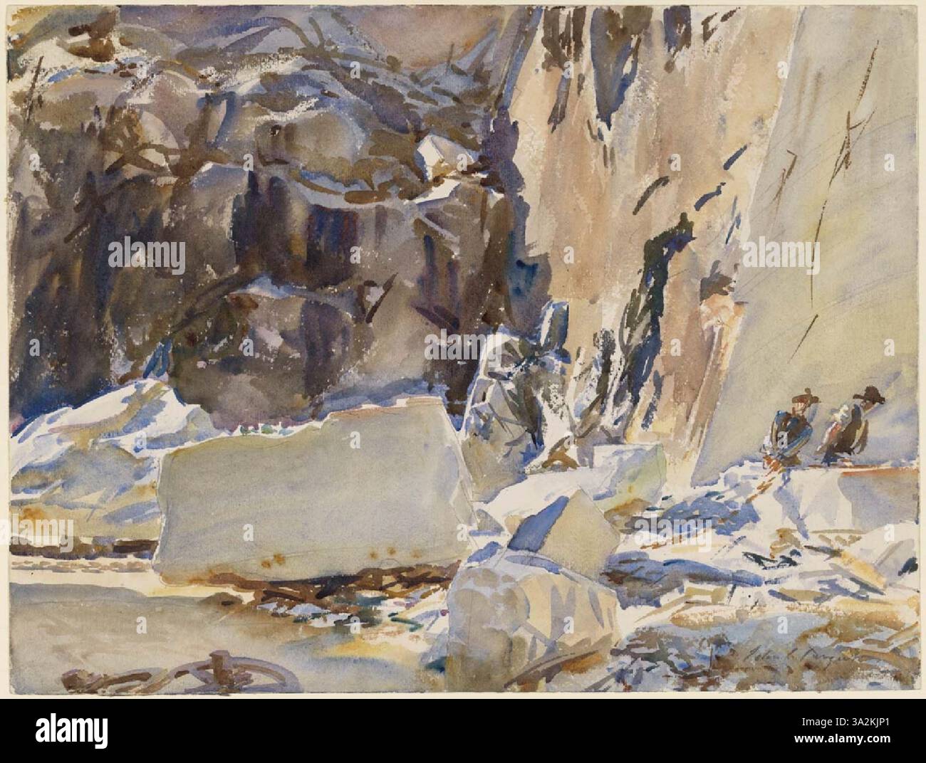 In *Carrara In a Quarry*, John Singer Sargent depicts workers in a ...