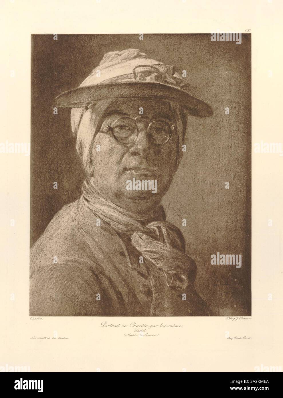 Chauvet’s *Portrait de Chardin par lui-même* presents a pastel ...