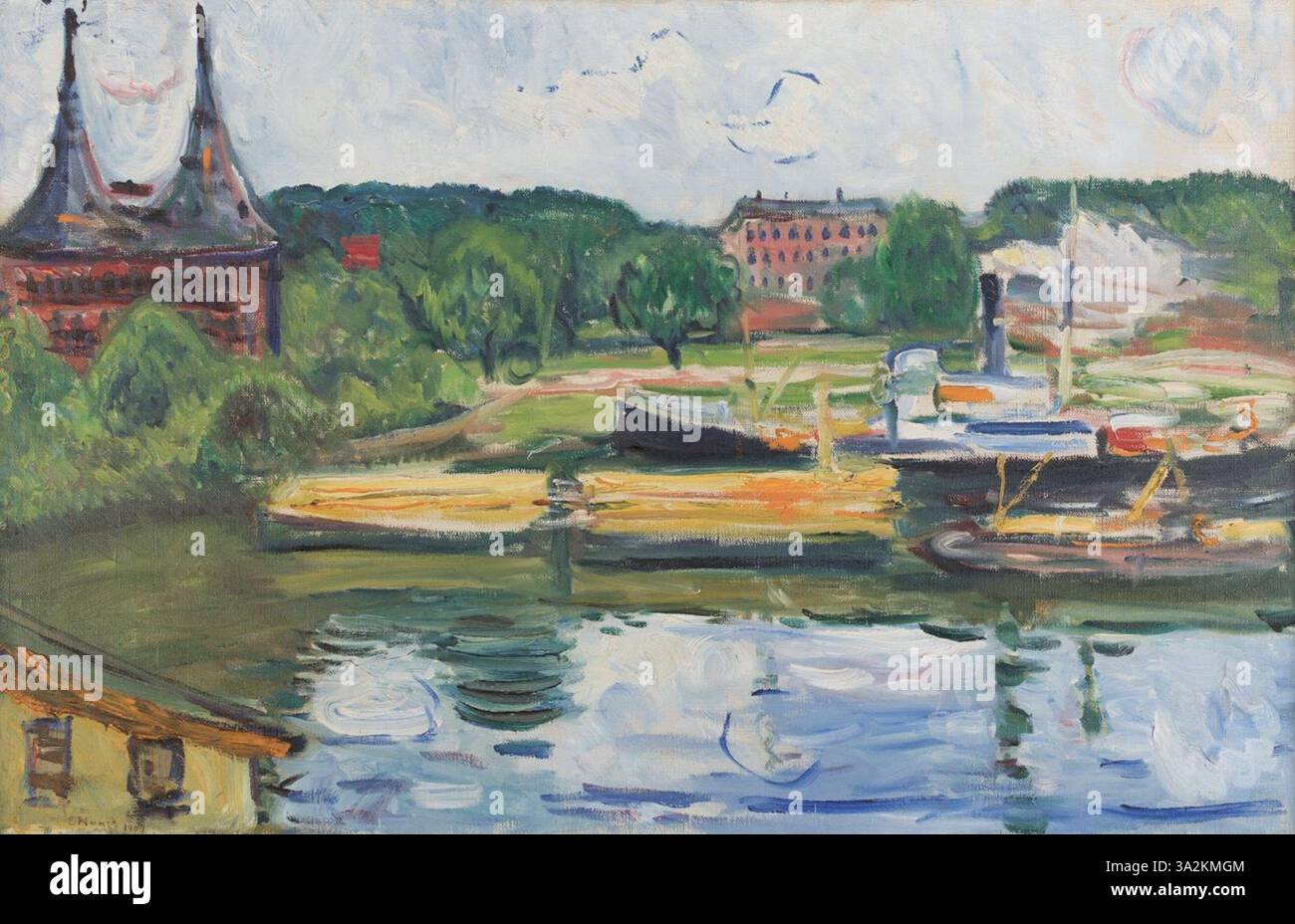 'Lübecker Hafen mit Holstentor' by Edvard Munch presents the harbor of ...