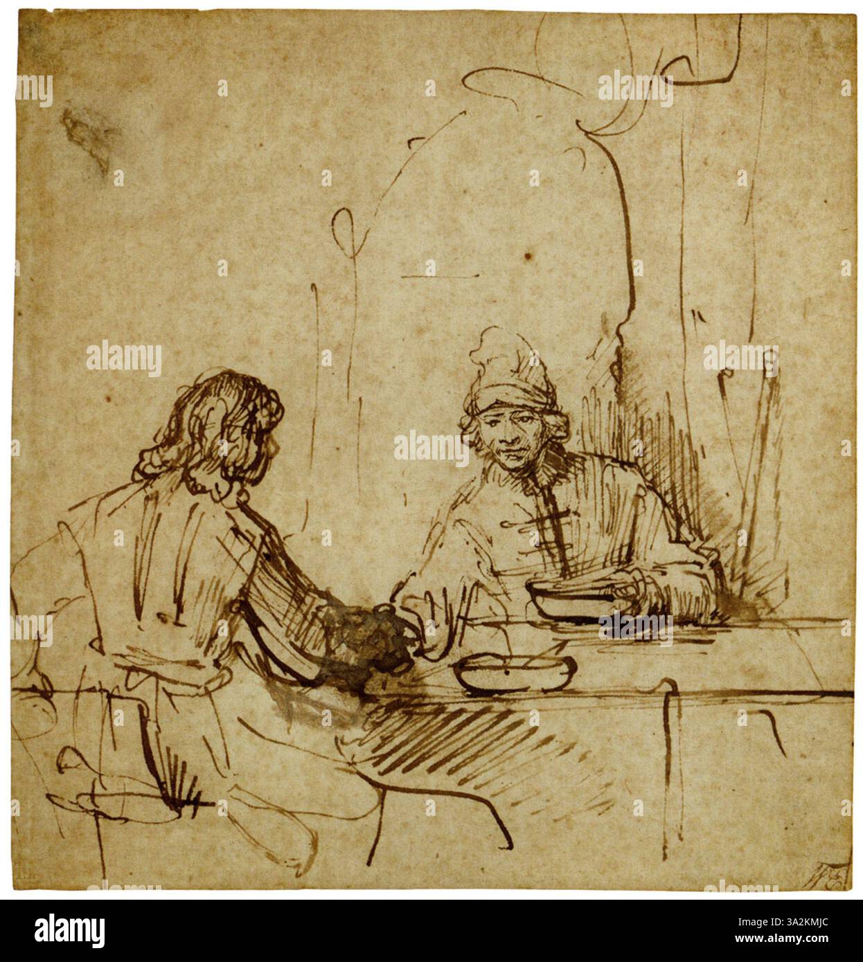 Benesch 0564 by Rembrandt features a dramatic study of a figure where ...