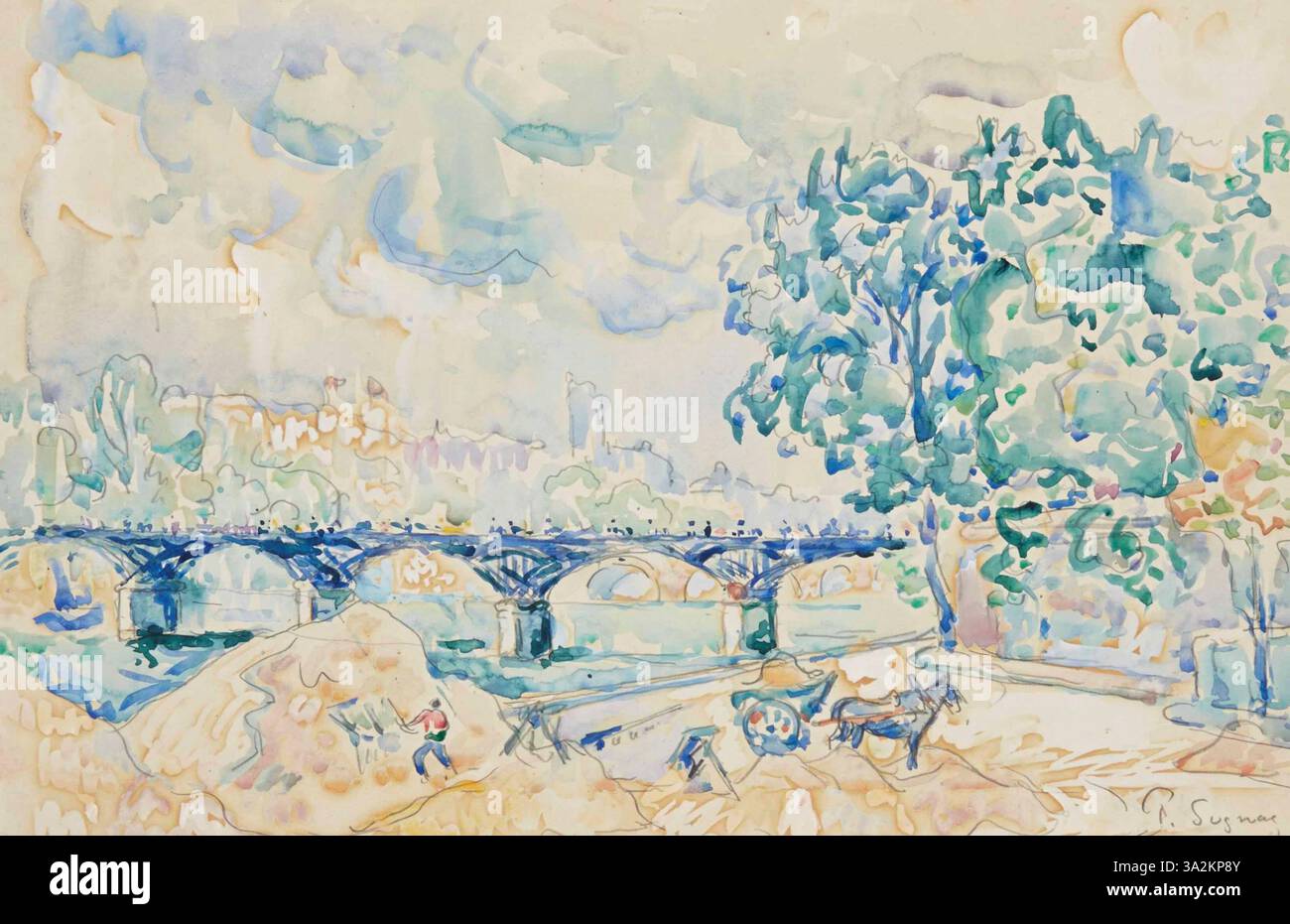 This painting by Paul Signac of the Pont des Arts in Paris presents the ...