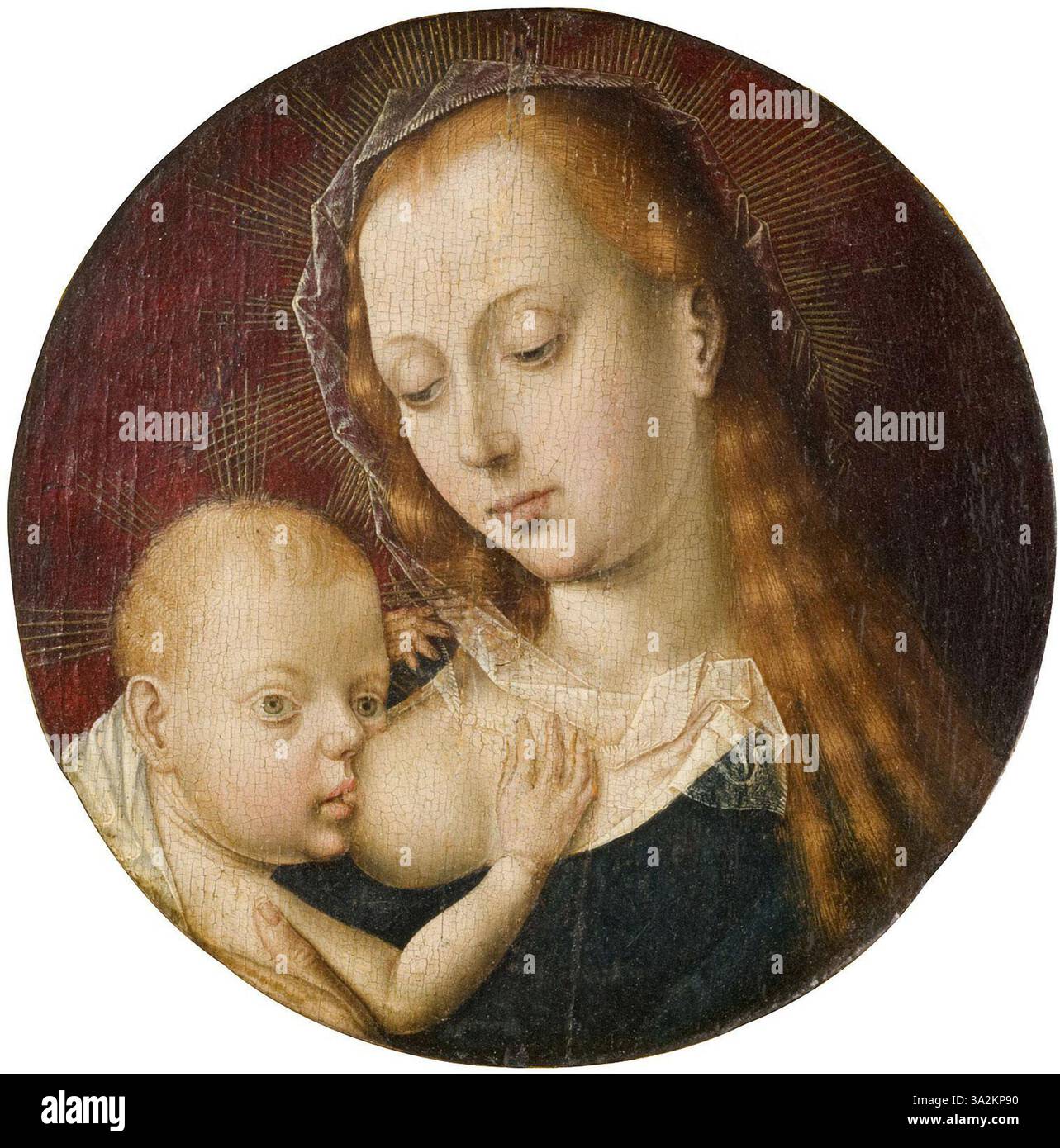 This painting, attributed to the Master of the Legend of St. Ursula, portrays the Virgin Mary ...