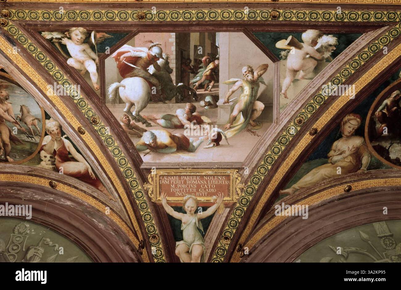 This artwork depicts the suicide of Cato Uticensis, a key moment in ...