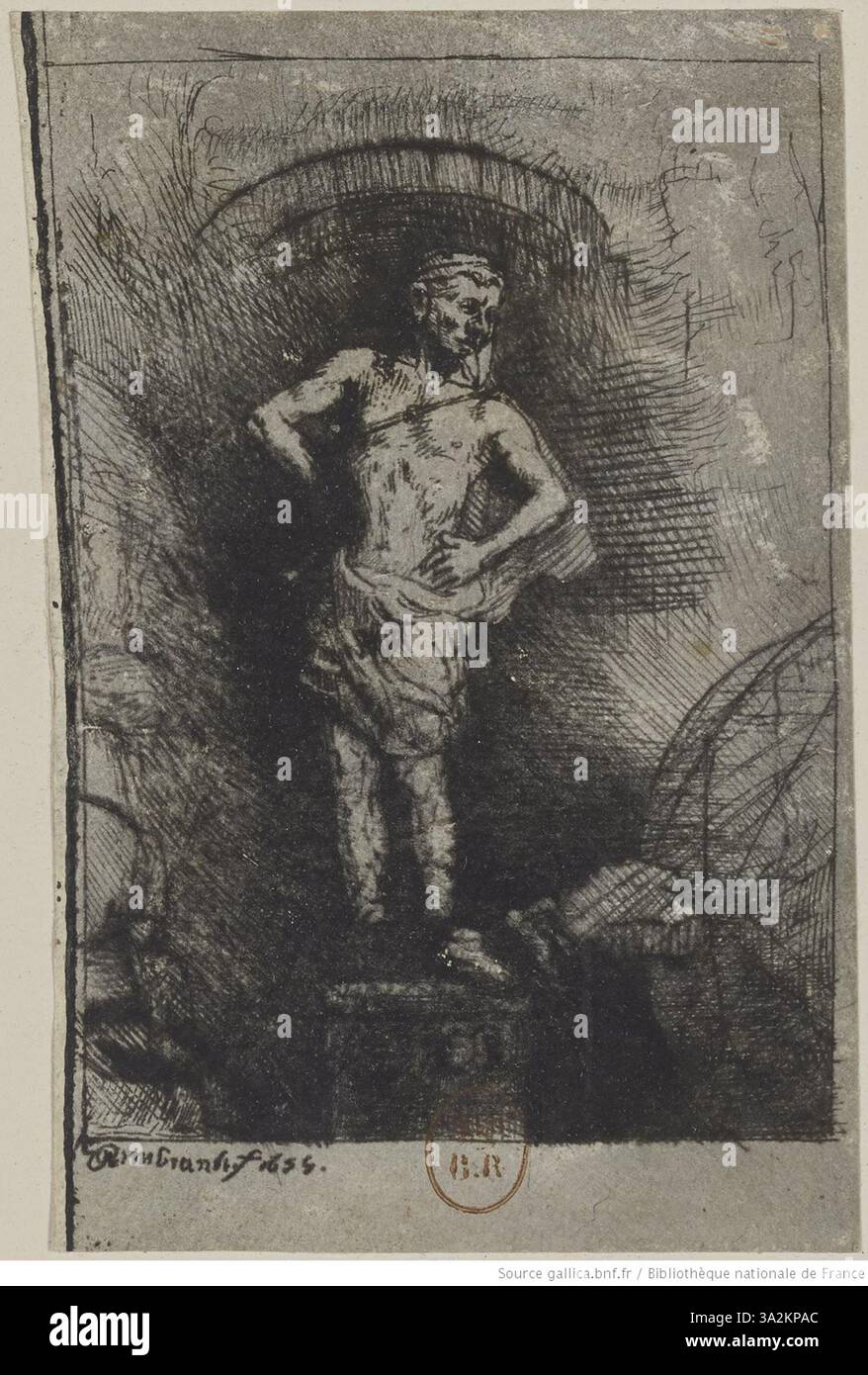 This etching by Rembrandt, titled 'The Statue of Nebuchadnezzar ...