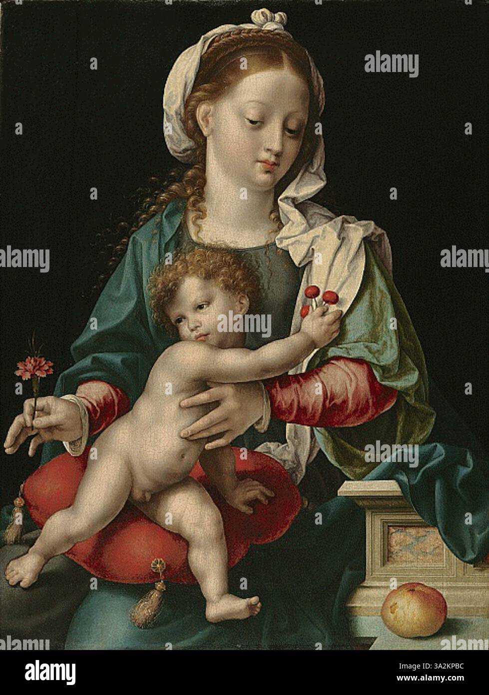 Joos van Cleve, circa 1485–1540/1541, Madonna and Child with Carnation, circa 1535. This oil on ...