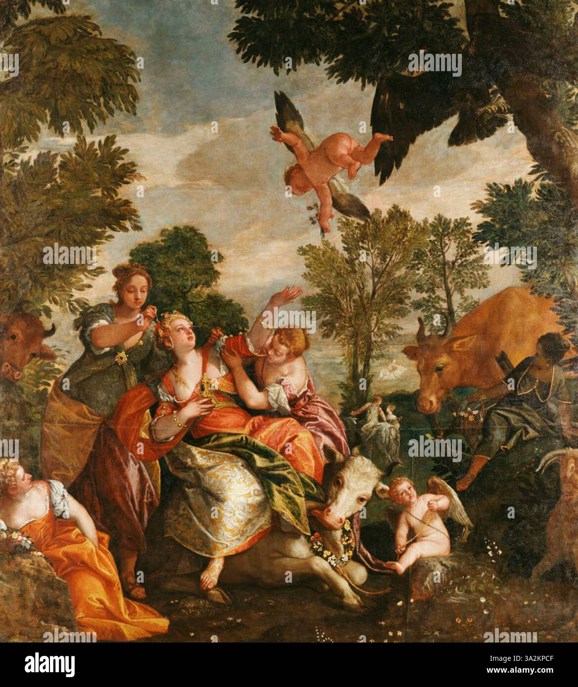 This artwork, attributed to Veronese's workshop, depicts the abduction ...