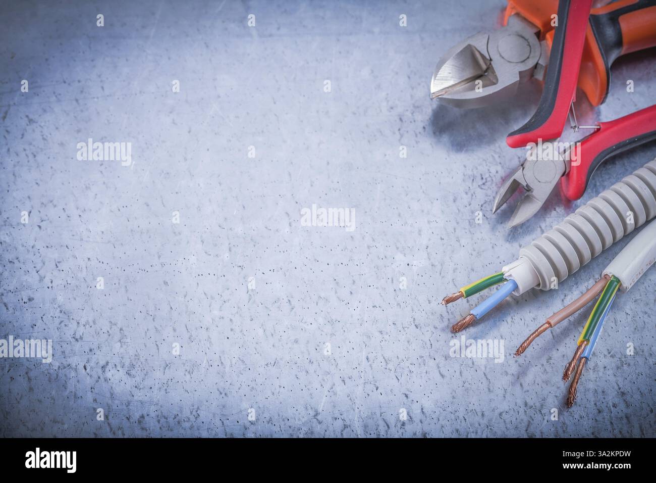 Sharp cutting pliers corrugated pipe wire protection on metallic ...