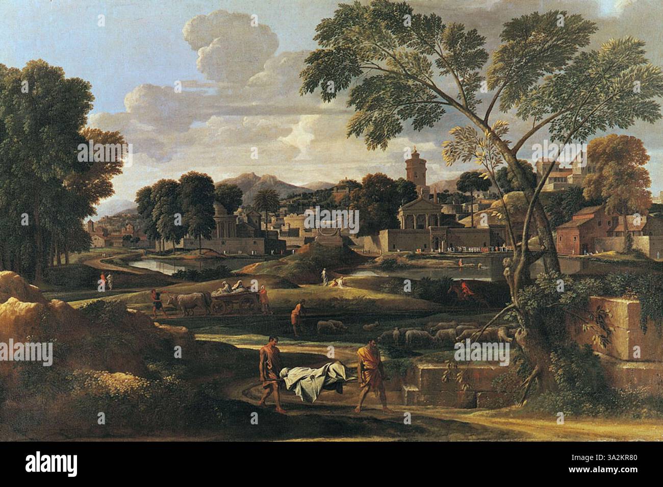 'Landscape with the Funeral of Phocion' by Poussin, painted in 1648 ...