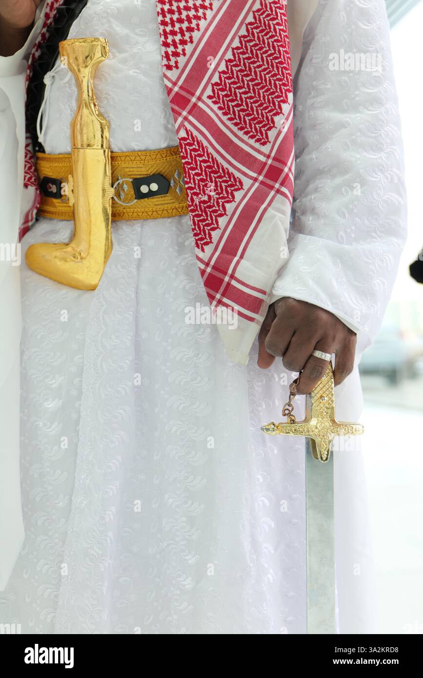 Traditional Saudi Arabian Warrior - Attire Jambiya and Sword Stock ...