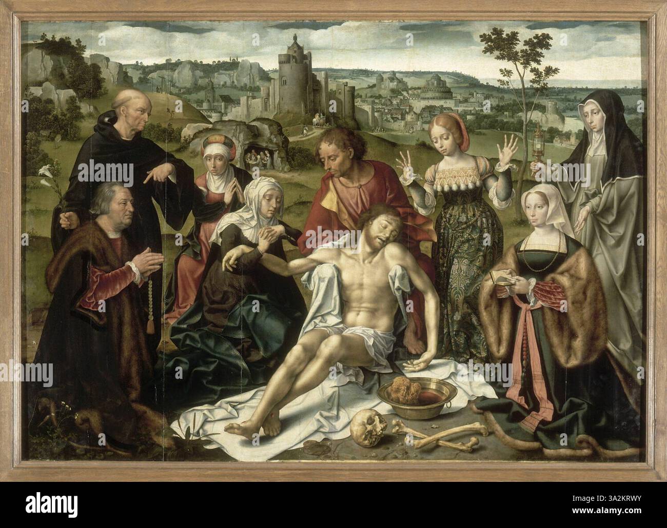 'Retable de la Déploration du Christ' by Joos van Cleve, painted between 1520 and 1525, depicts ...