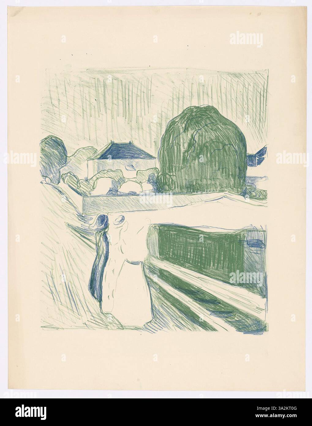 This piece by Edvard Munch, 'The Girls on the Bridge', portrays two ...