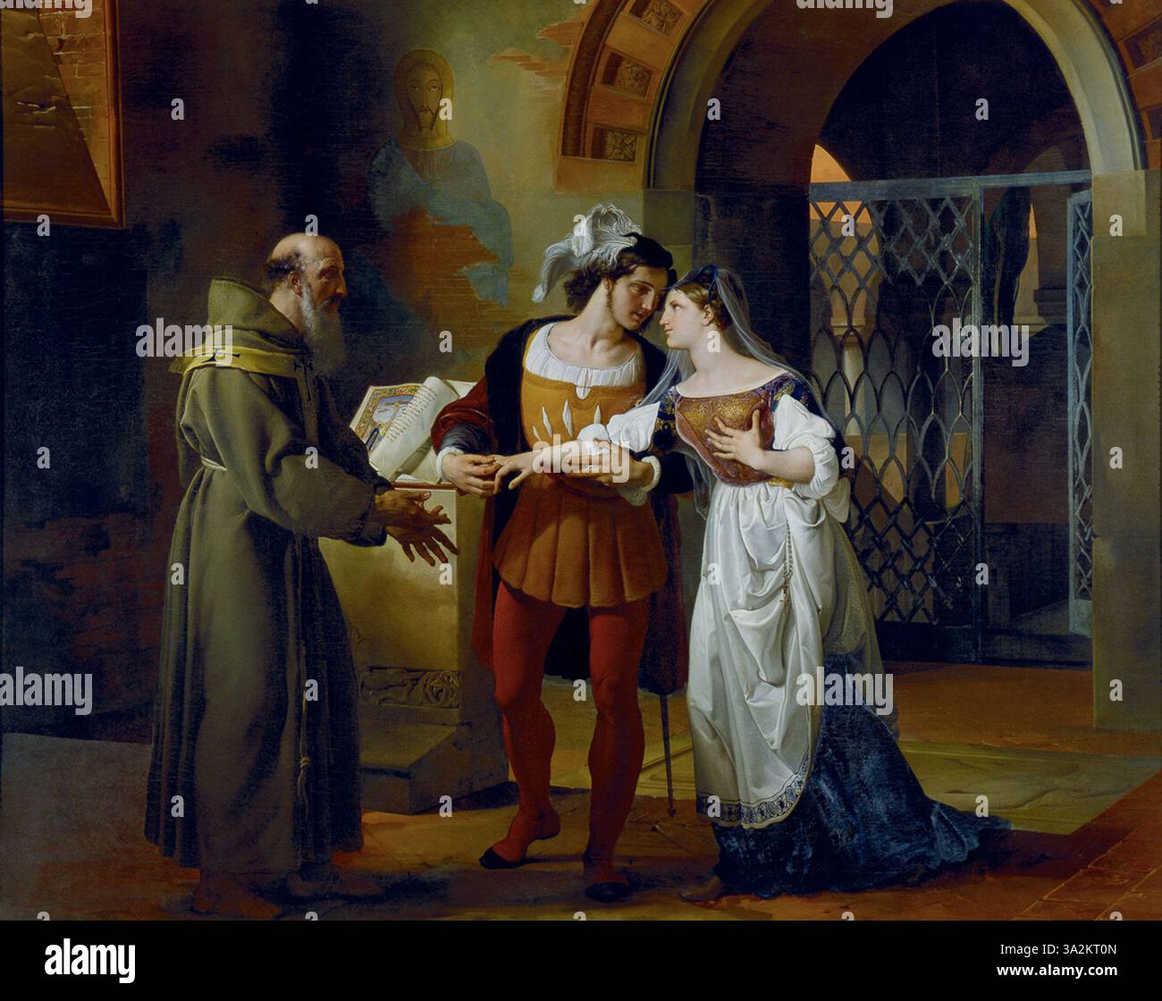 In this 1823 painting, Hayez depicts the moment when Friar Lawrence ...