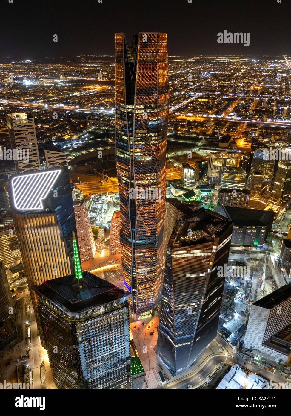 Riyadh Cityscape at Night A Stunning - Aerial View of Saudi Arabias ...