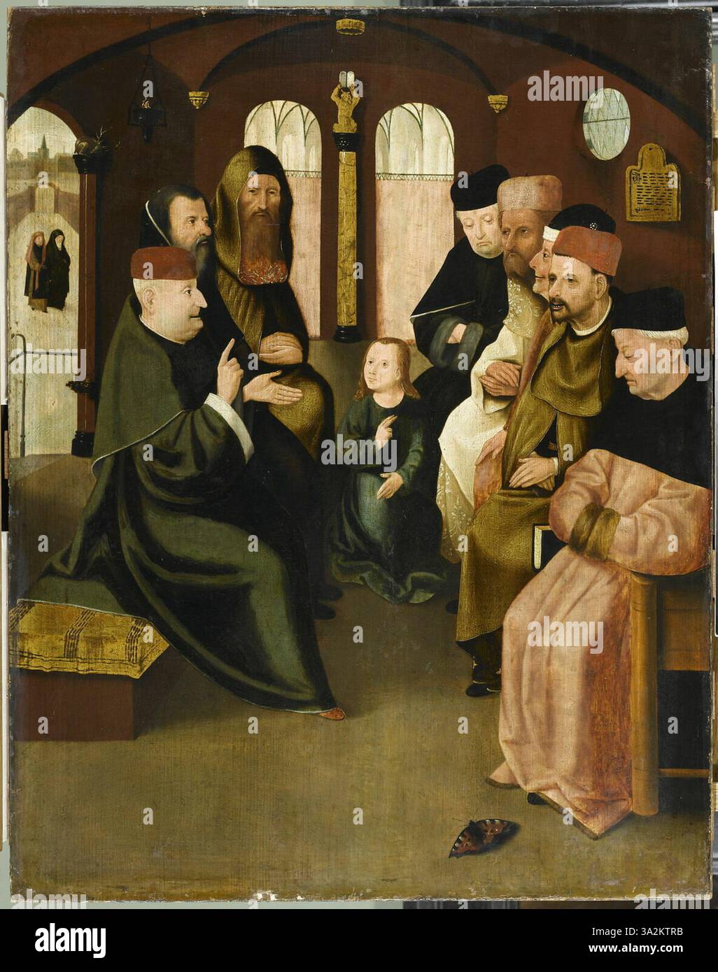 This work, after Hieronymus Bosch, shows the young Jesus in debate with ...