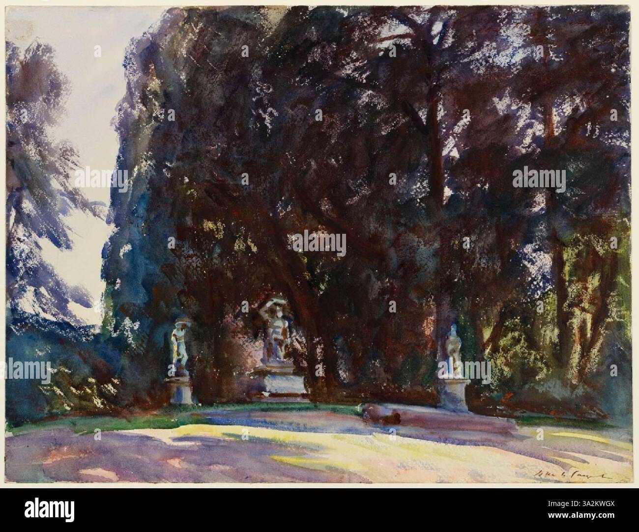 This watercolor by John Singer Sargent shows the Boboli Gardens in ...