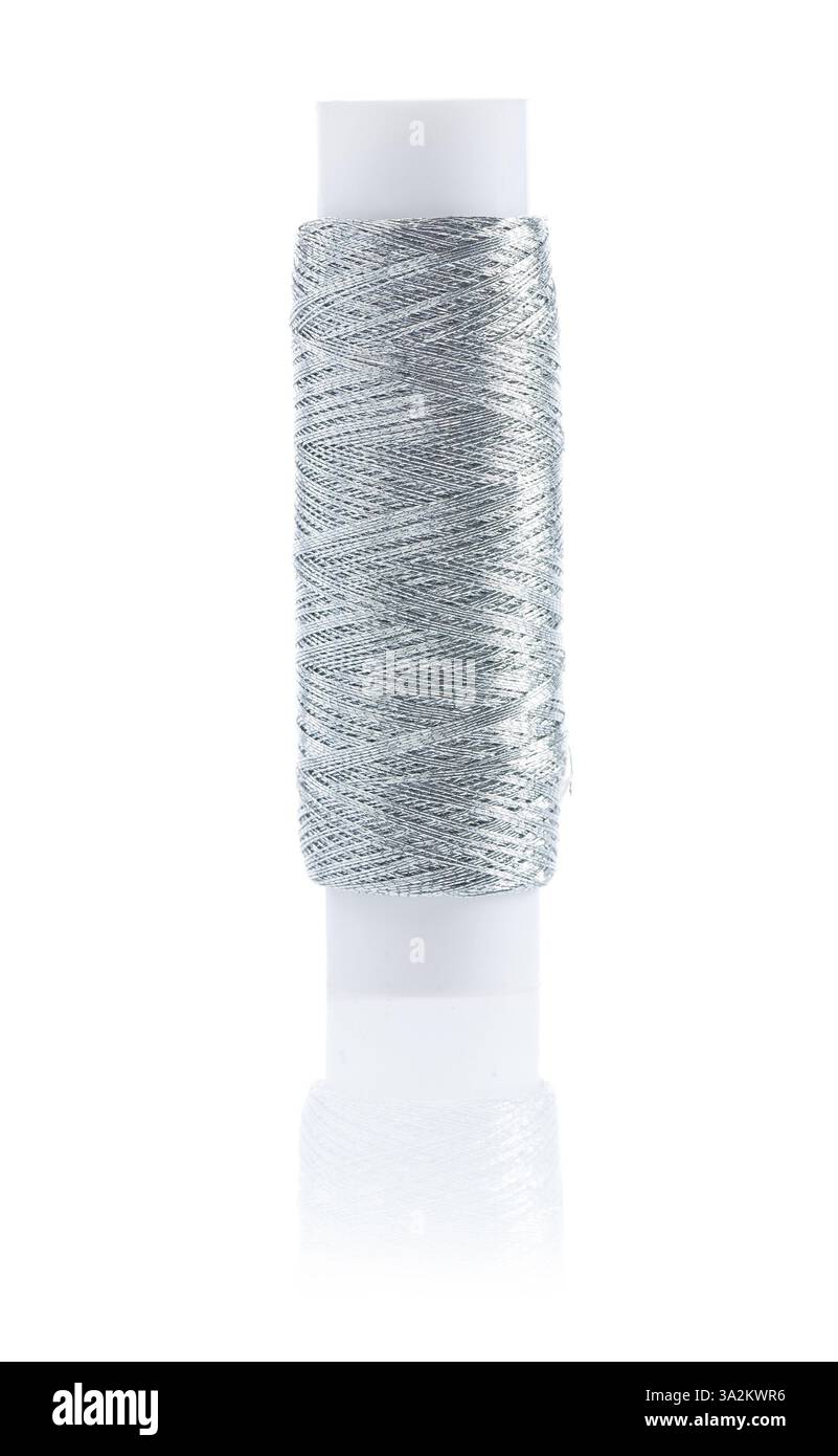 Silver sewing thread Stock Photo - Alamy