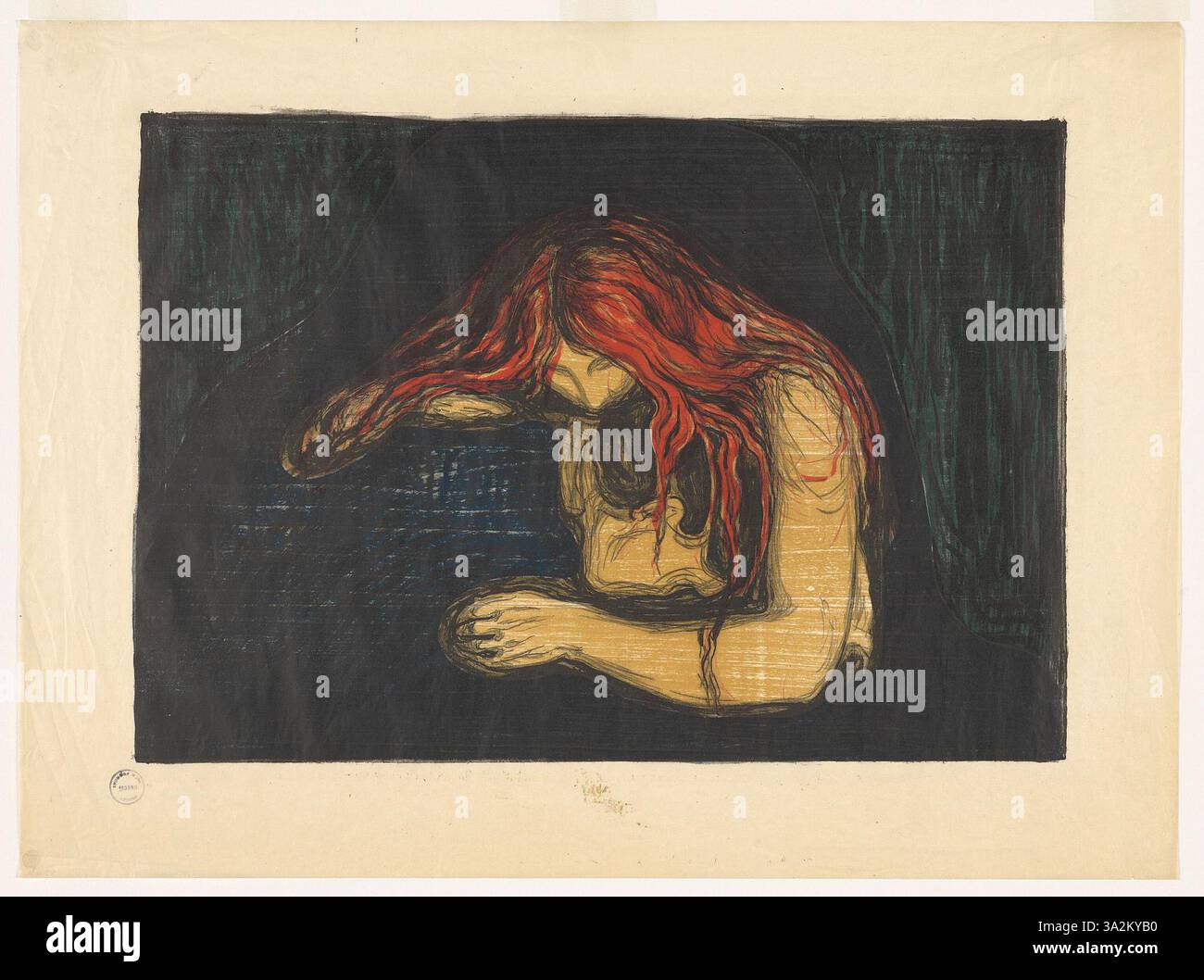 This version of 'Vampire II' by Edvard Munch depicts two figures in a ...