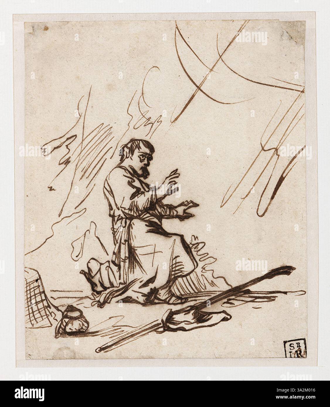 This painting shows Jacob kneeling in prayer at Bethel, a pivotal ...