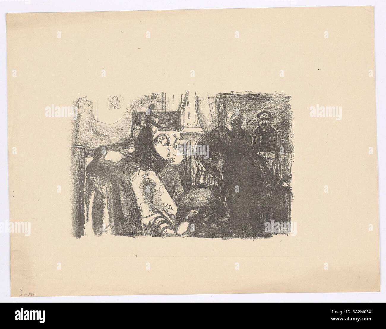 This artwork represents the death of a bohemian figure, with Munch ...