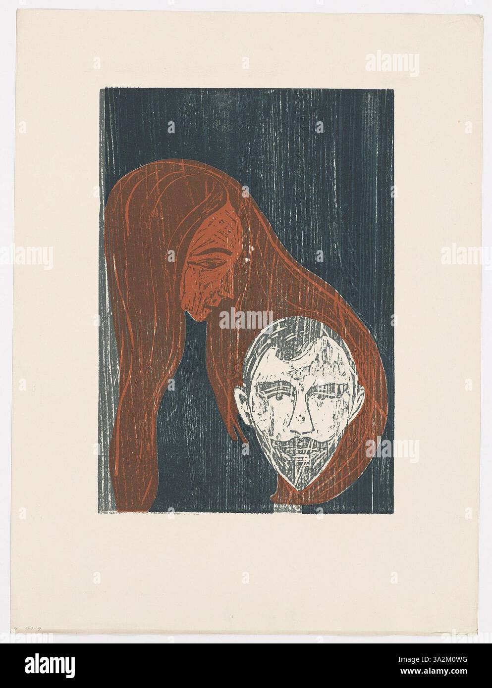 This work by Edvard Munch shows the head of a man framed by the flowing ...