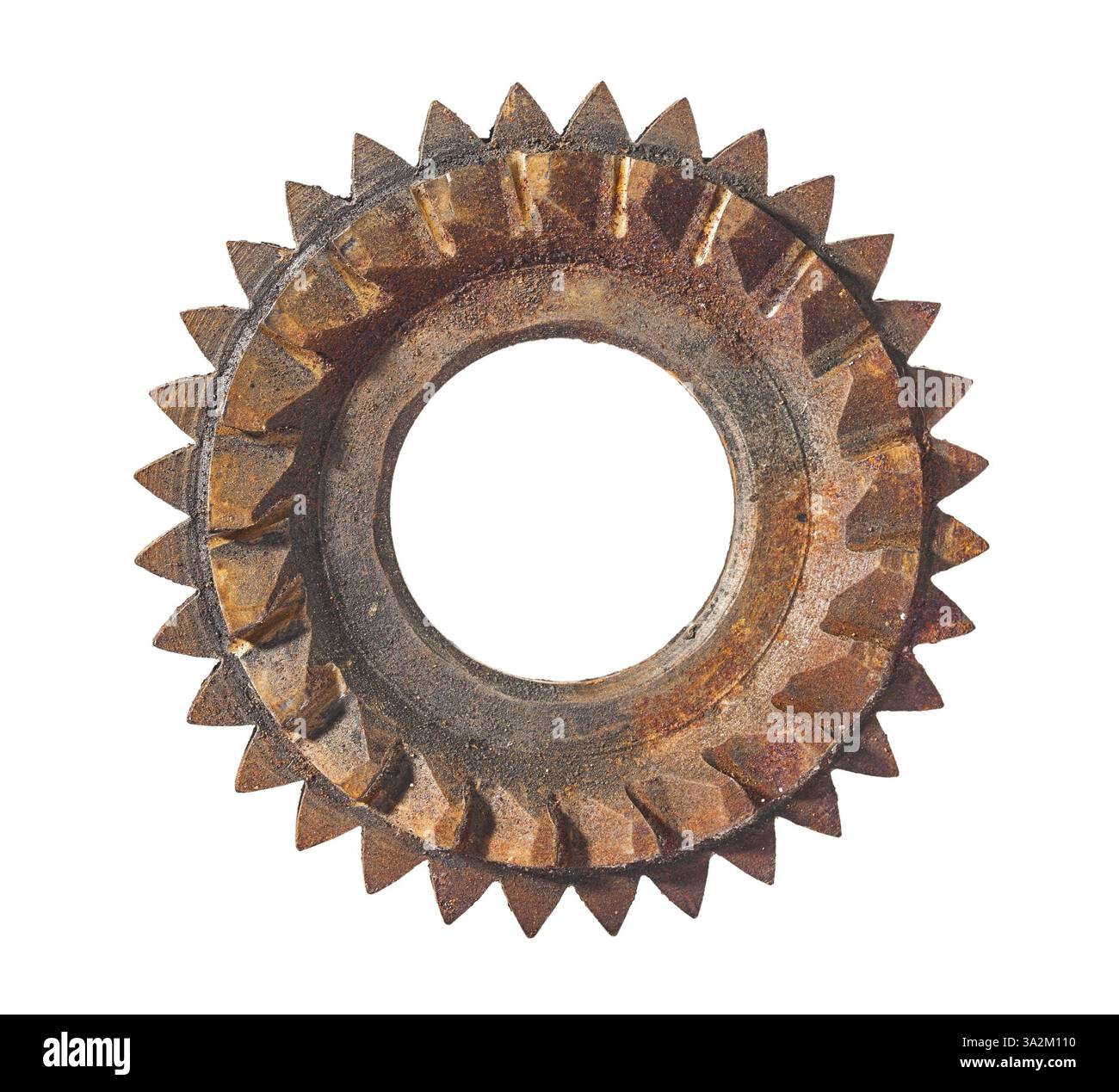 Rusted metallic cog-wheel isolated on white background Stock Photo - Alamy