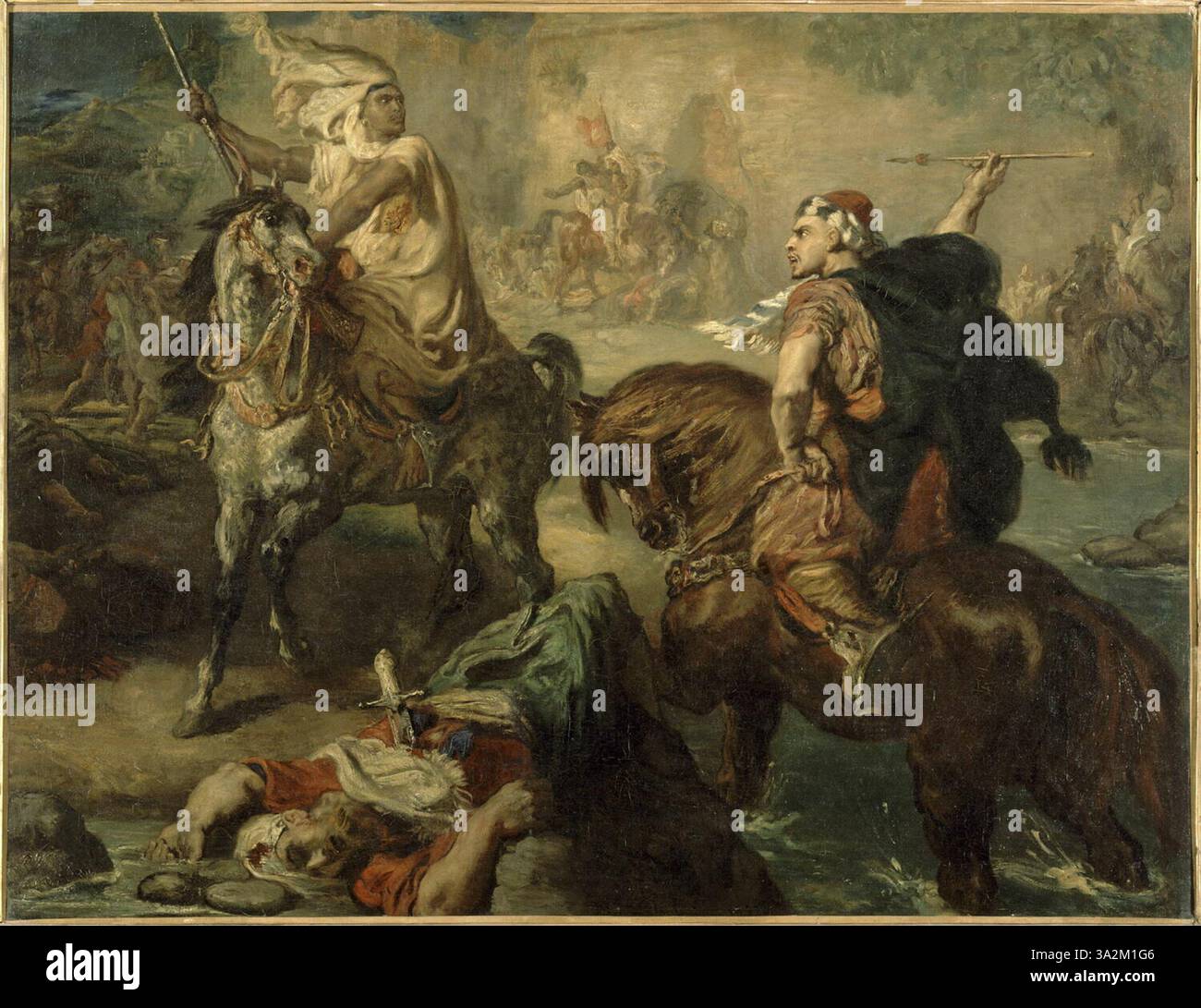 This painting shows Arab tribal chiefs challenging each other to single ...