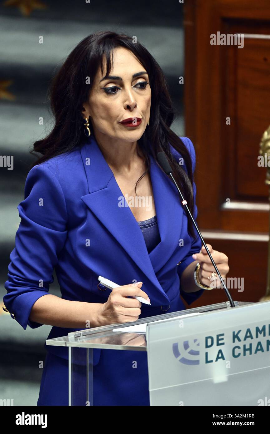 Brussels, Belgium. 13th Mar, 2025. N-VA's Darya Safai pictured during a ...