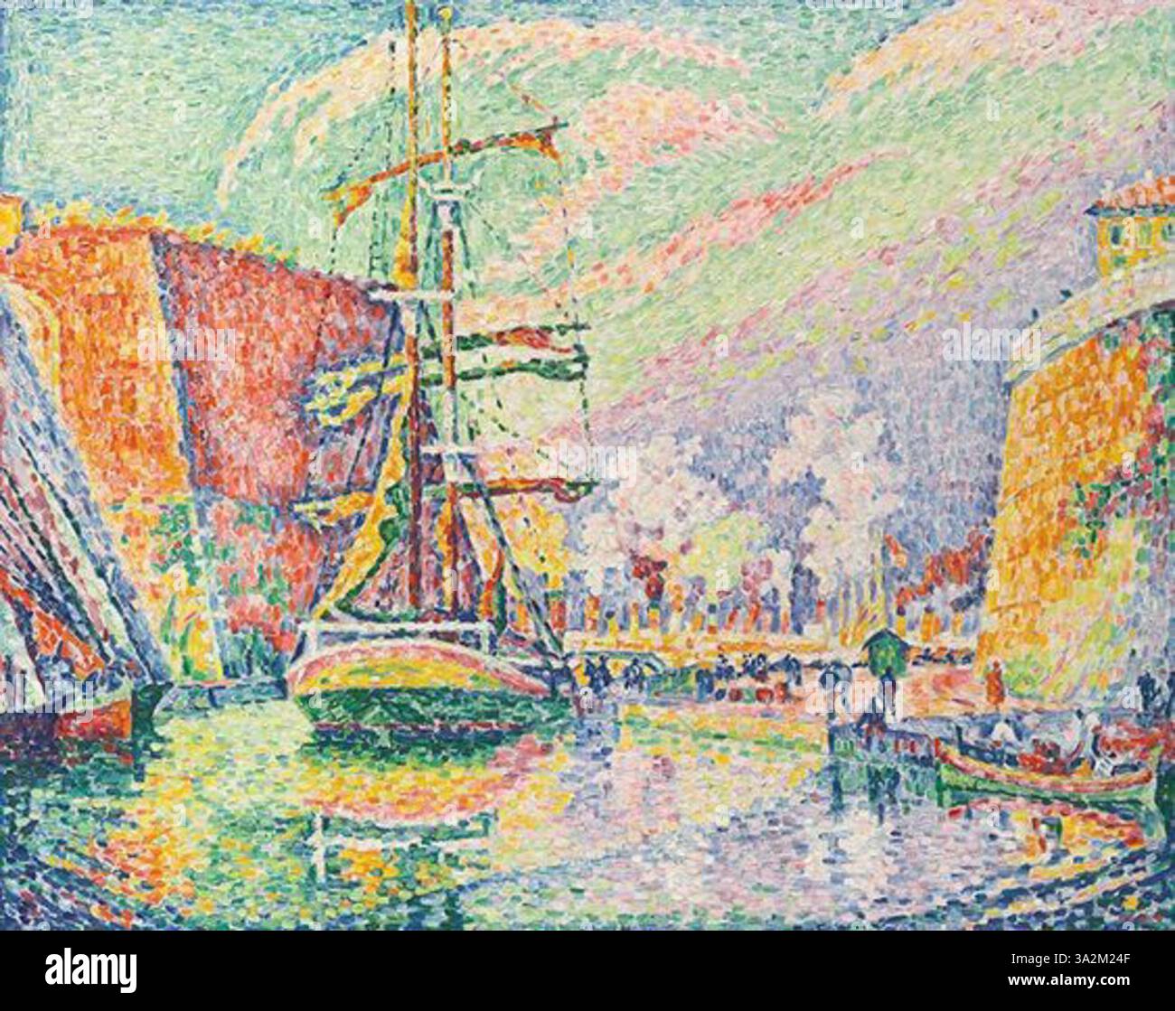 In painting 611, Paul Signac depicts a dynamic waterfront scene with ...