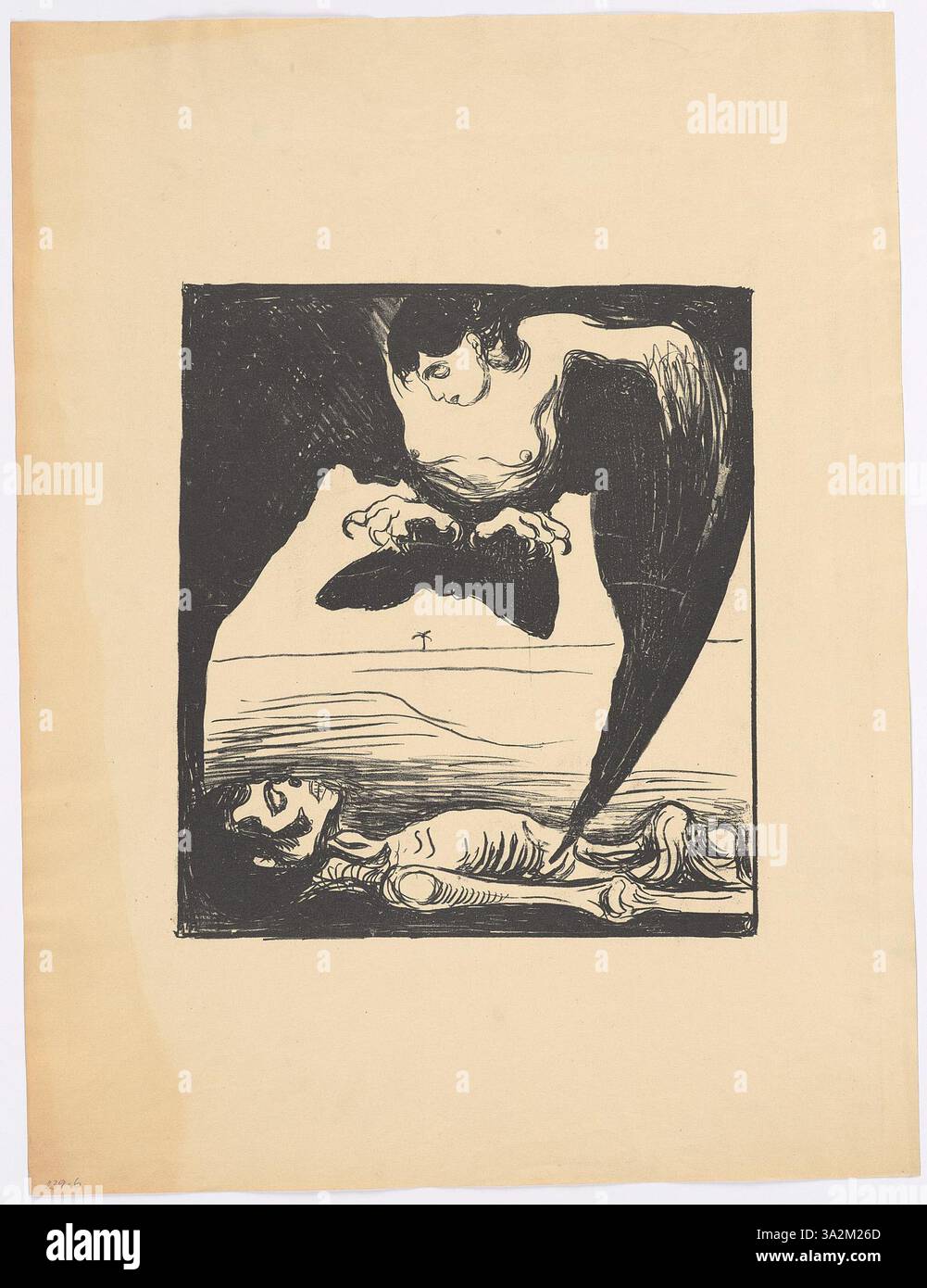 Munch’s 'Harpy' depicts a figure with grotesque features, emphasizing ...