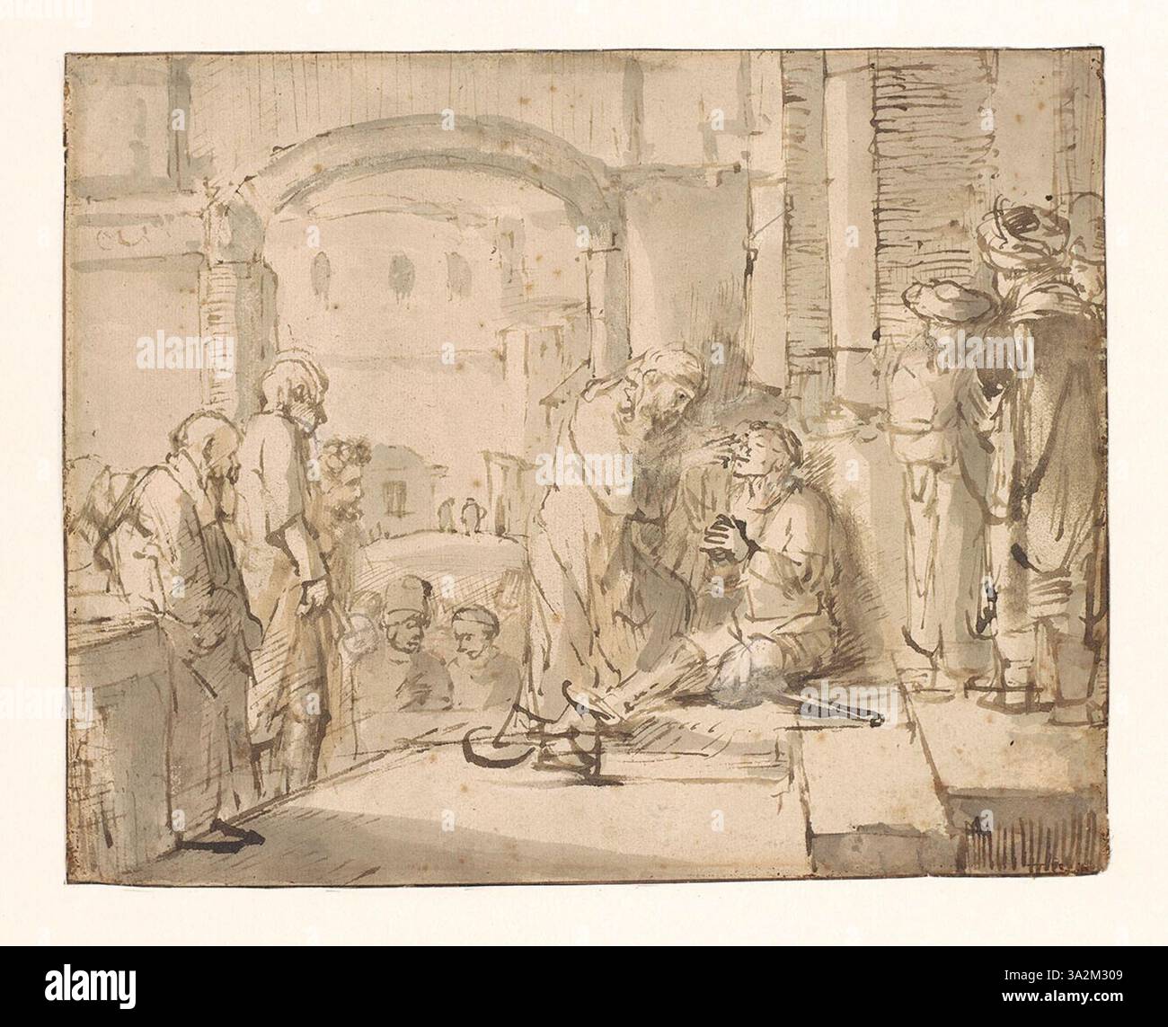 'Christ Healing a Blind Man' depicts the biblical scene where Christ ...