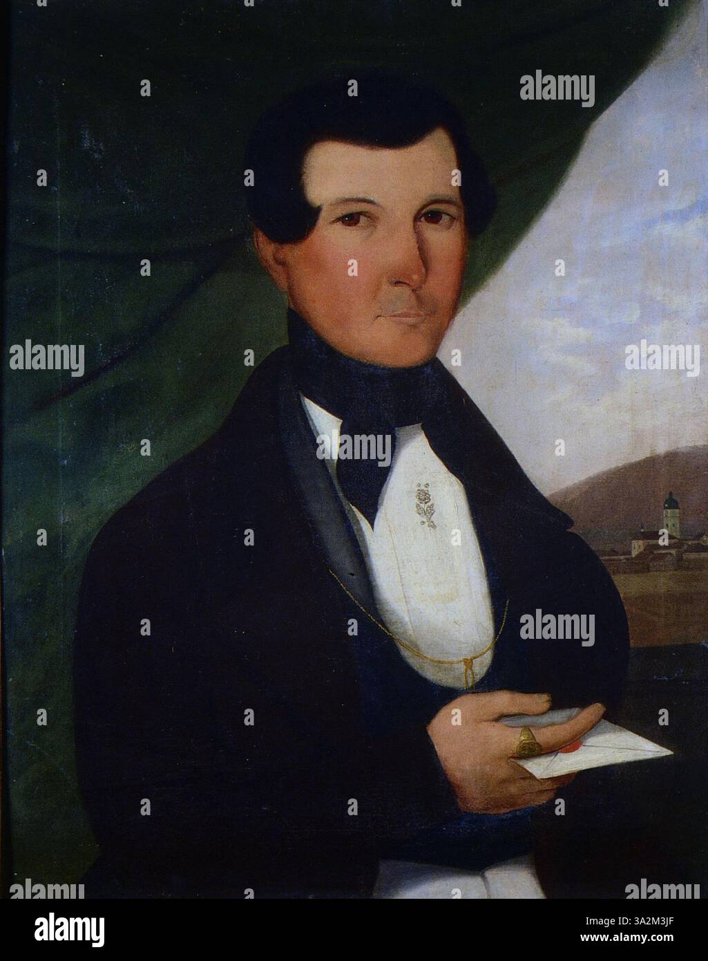 *Portrait of Franc Tappeiner*, a mid-19th-century oil painting, depicts ...