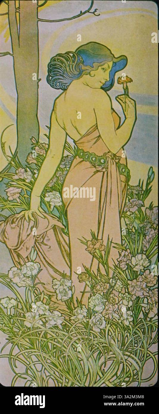 'Bridges, P10' by Alphonse Mucha integrates elegant human figures with ...