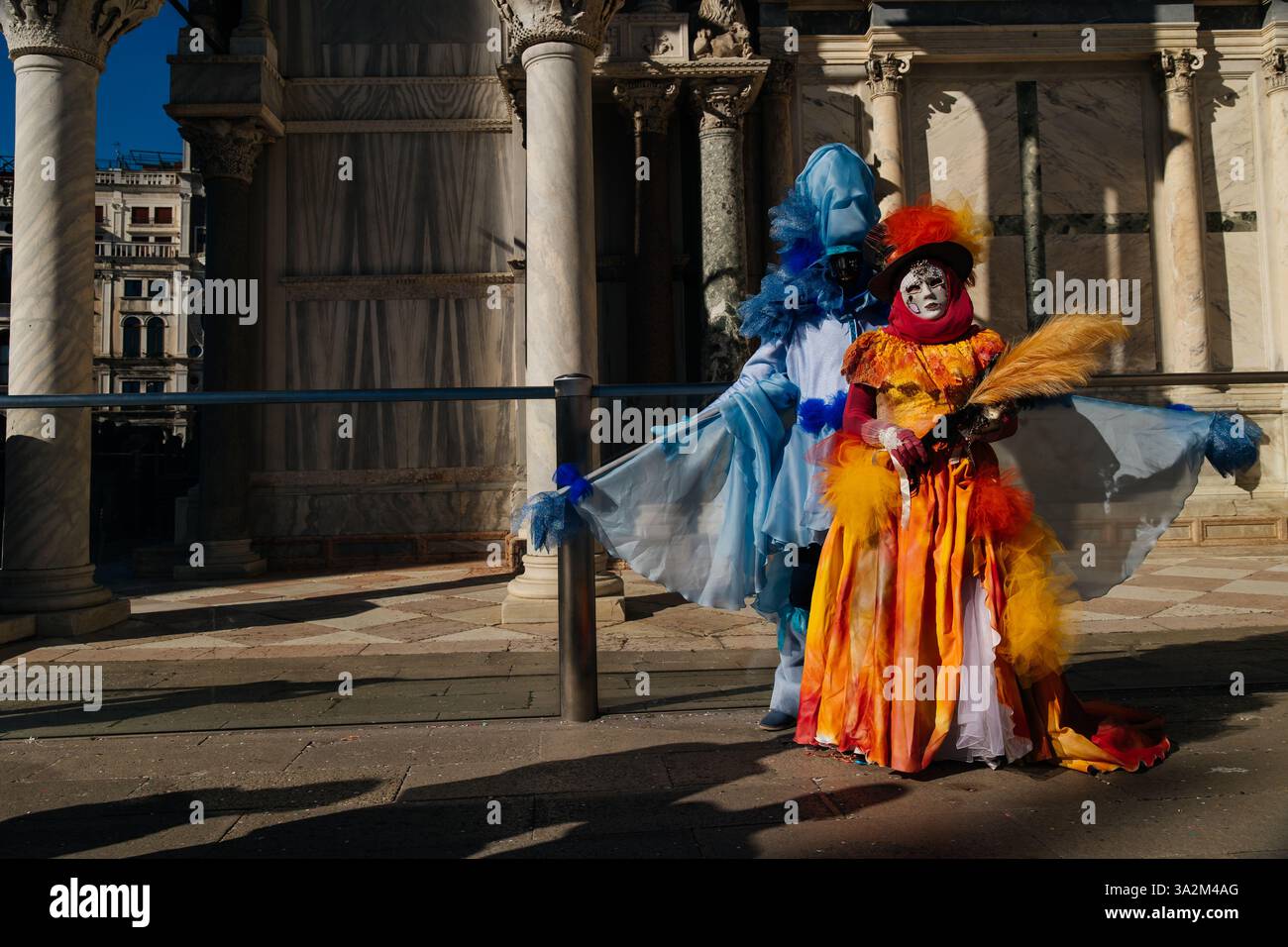 Carnival in Venice: Colorful Bird Attire on the Streets Stock Photo - Alamy