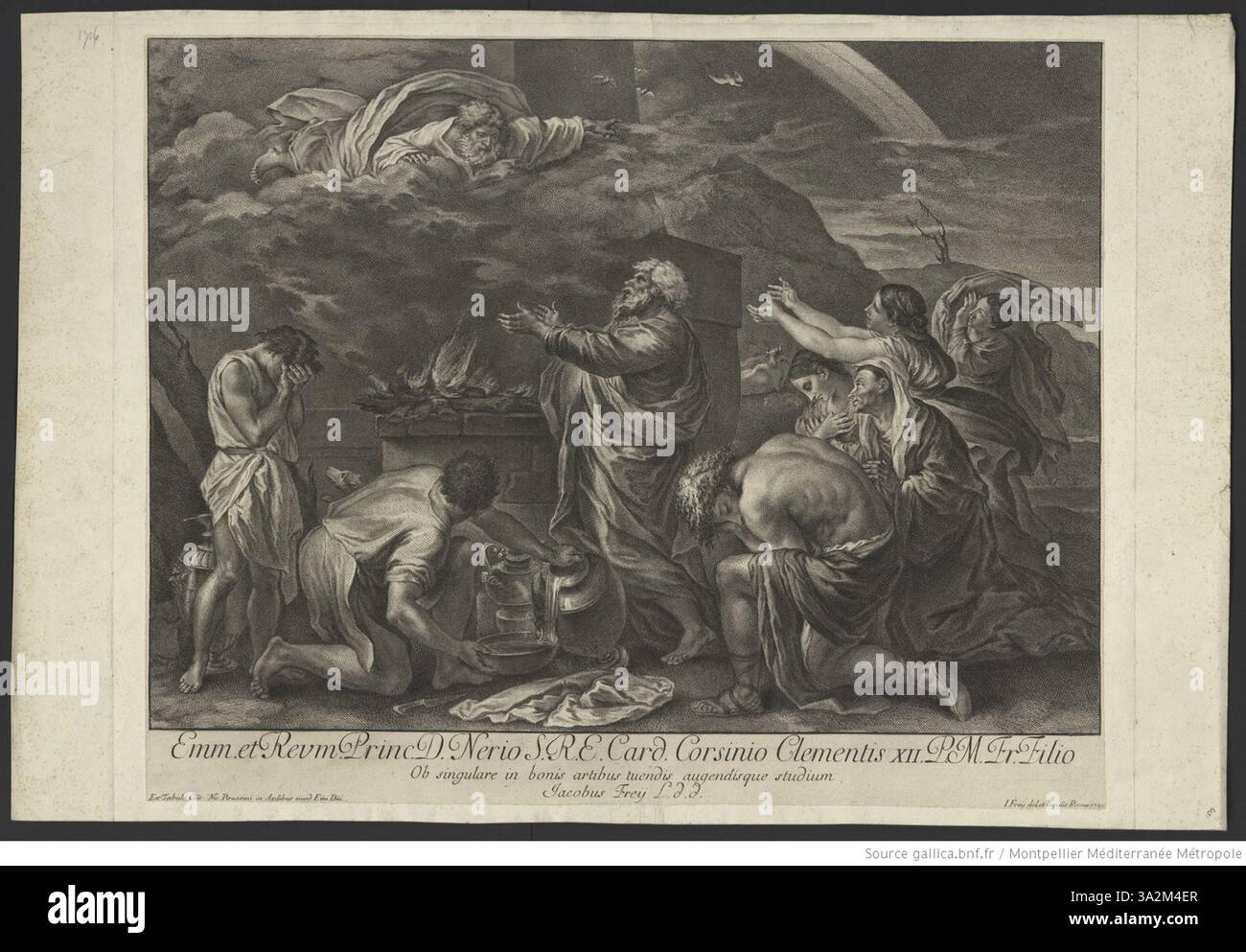 Sacrifice de Noë au sortir de l'Arche by Jacques Fricquet depicts Noah ...