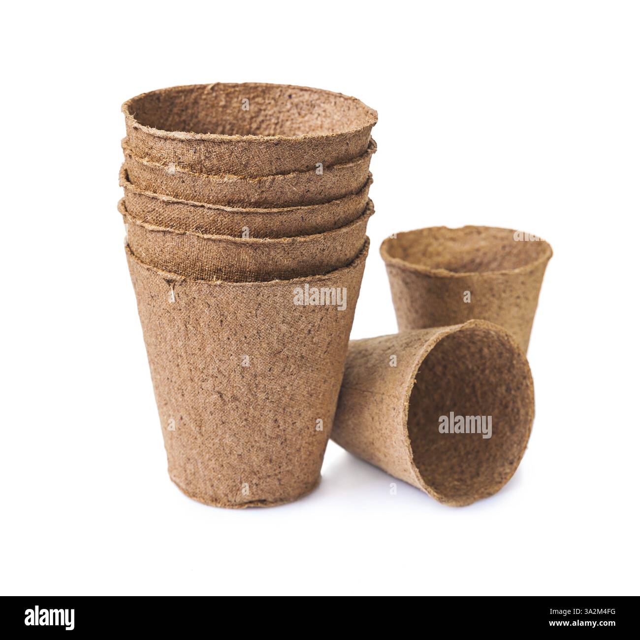 Round peat pots isolated Stock Photo - Alamy